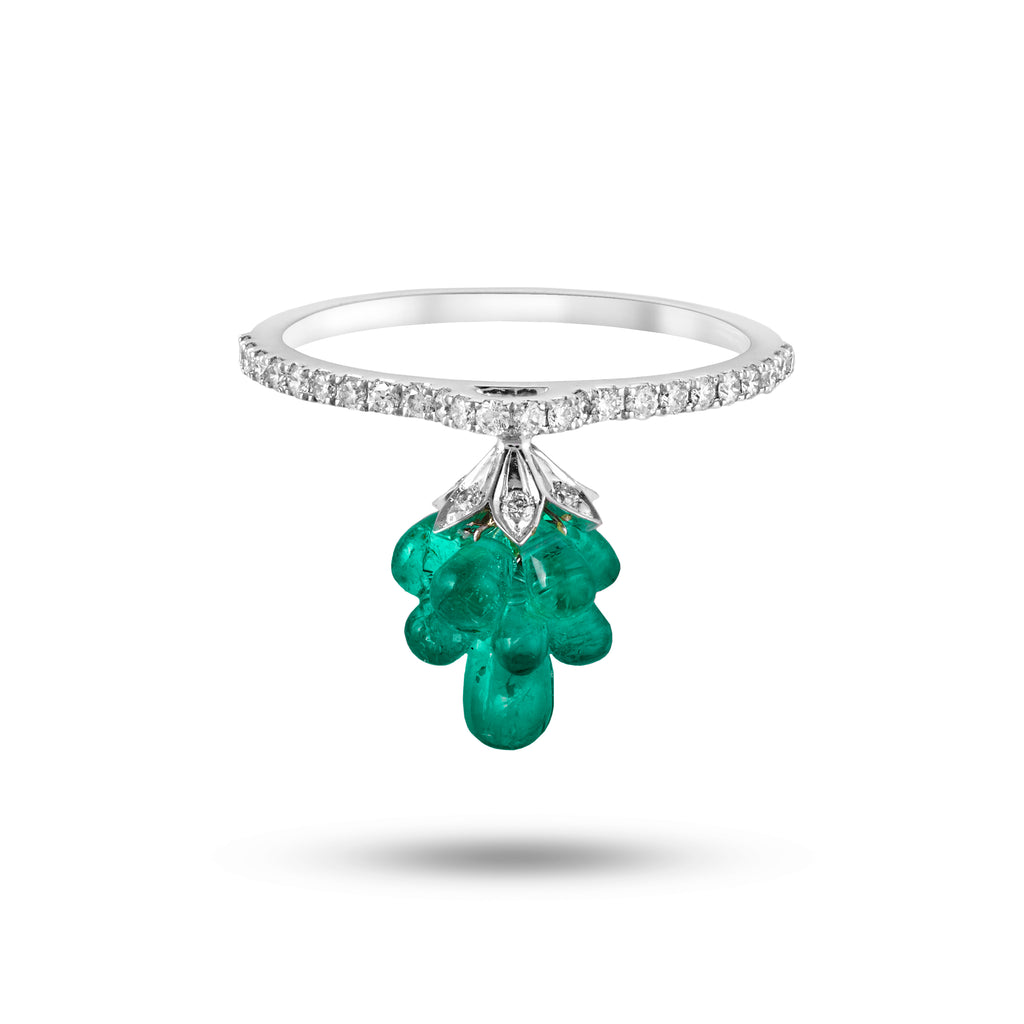 Green Emerald Single Bloom Ring – sajjante