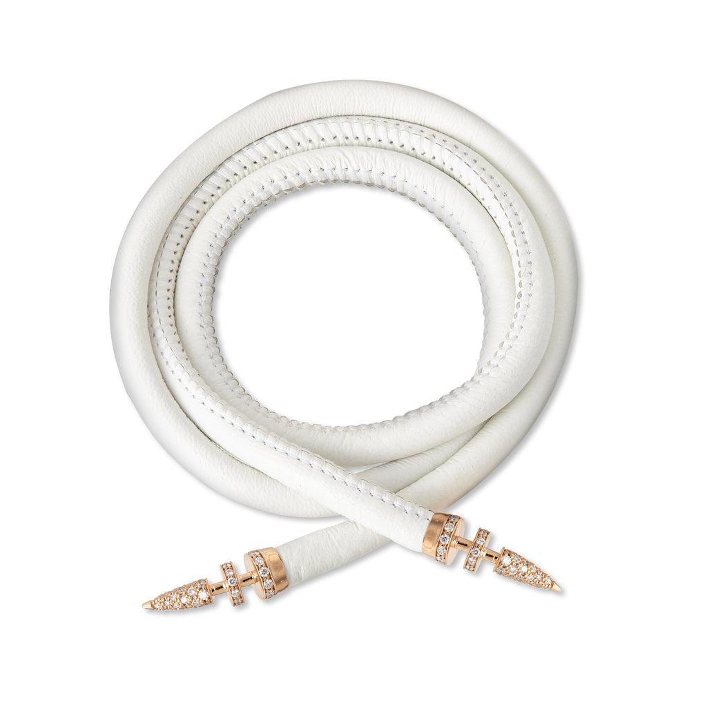 Small Leather Cosmos Bracelet White – sajjante